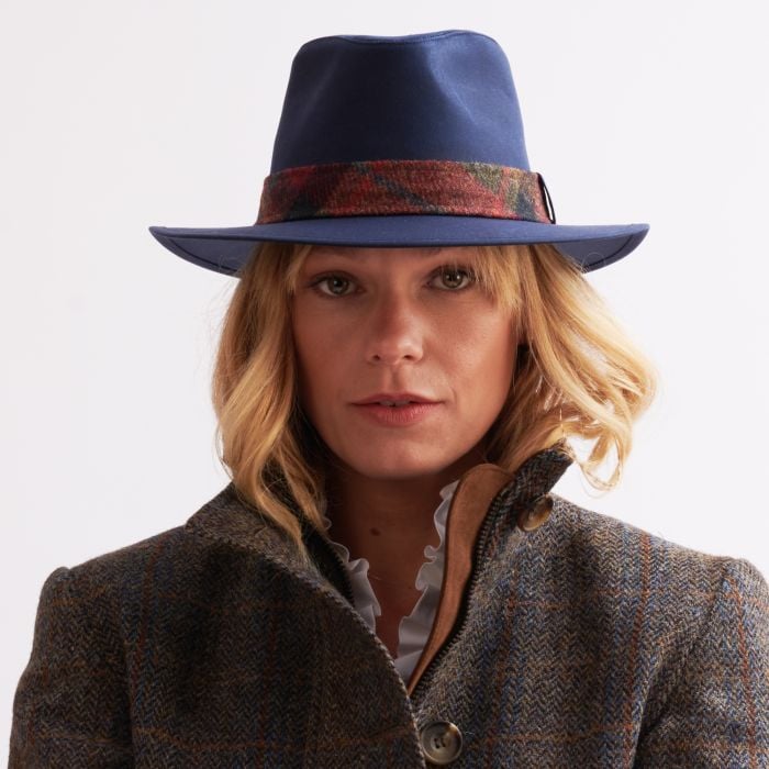 Navy Wax Cotton Fedora | Ladies Country Clothing | Cordings