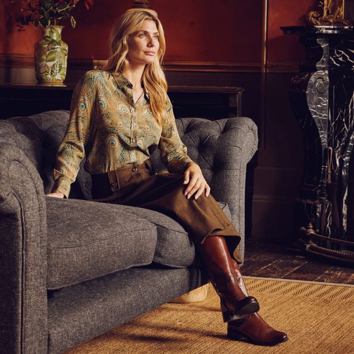 Ladies Olive Green Loden A-Line Skirt | Cordings US