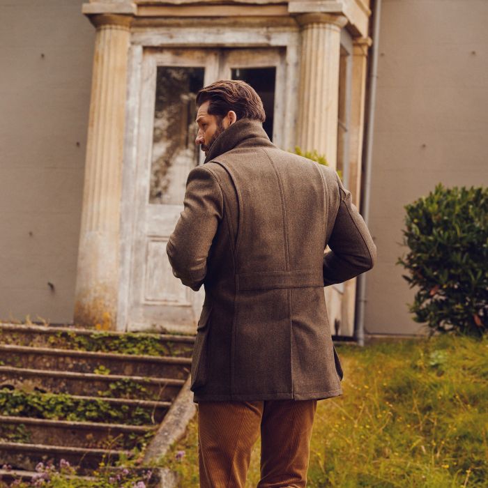 Men's Conrad Herringbone Tweed Car Coat | Cordings US