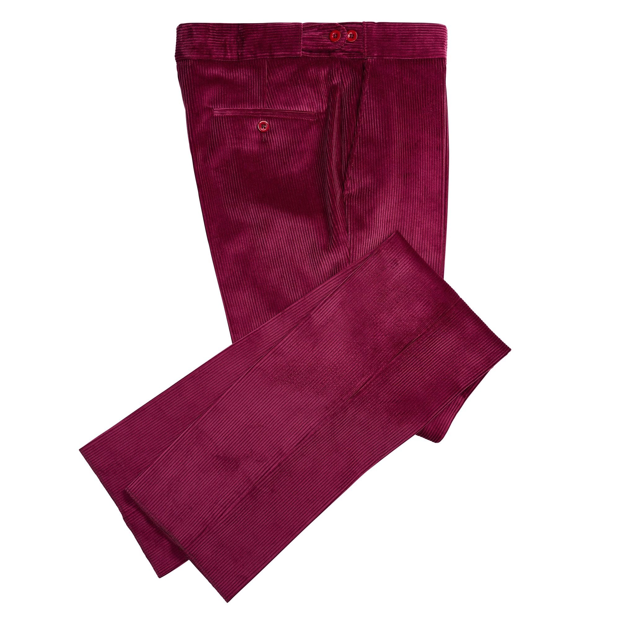 raspberry coloured trousers